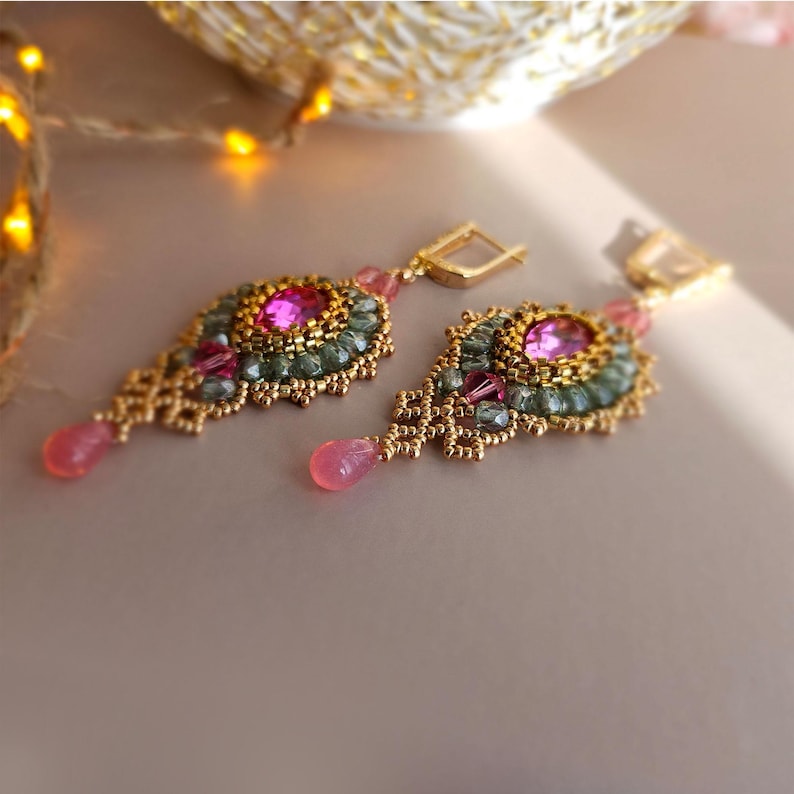 Chandelier Earrings Tutorial PDF, Beaded Earrings Pattern, Crystal ...