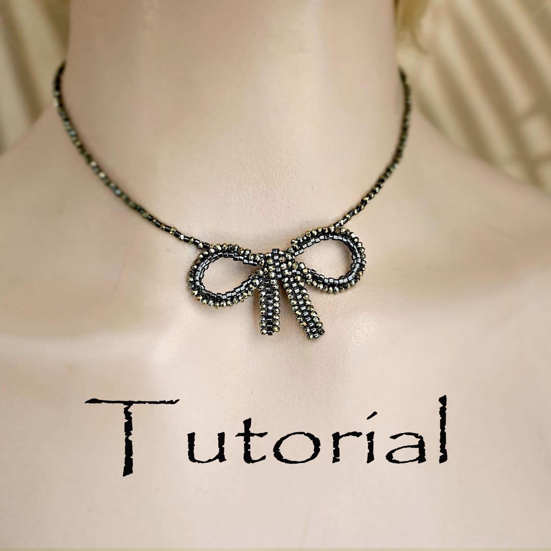 Beaded Bow Choker Necklace Tutorial PDF, Bead Weaving Pattern, Coquette ...