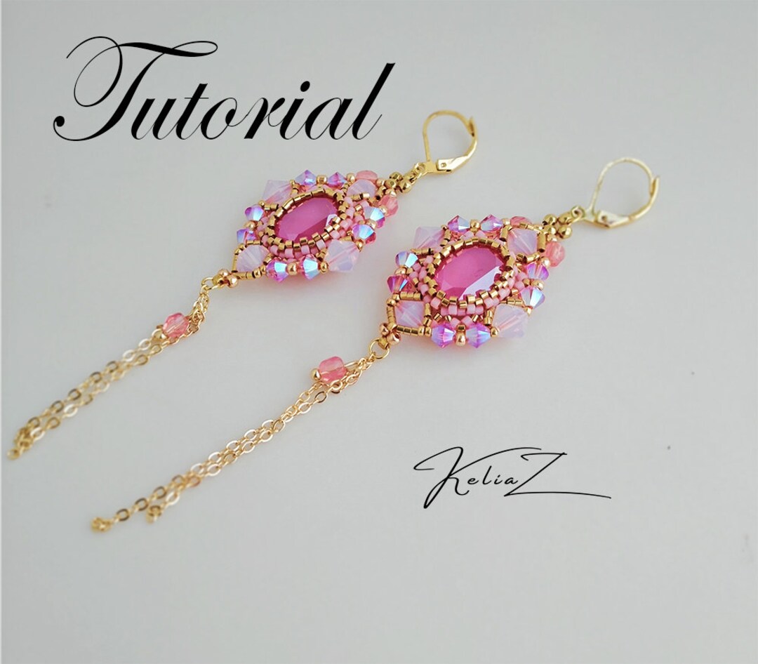 Tutorial Beading Delica, Cabochon Earrings, Beaded Pattern Making ...