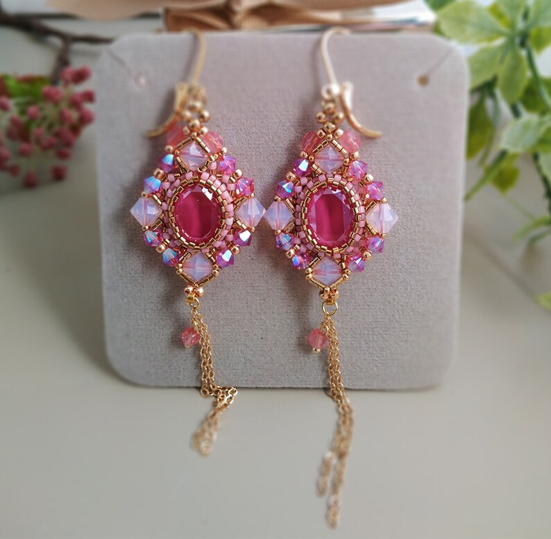 Tutorial Beading Delica, Cabochon Earrings, Beaded Pattern Making ...