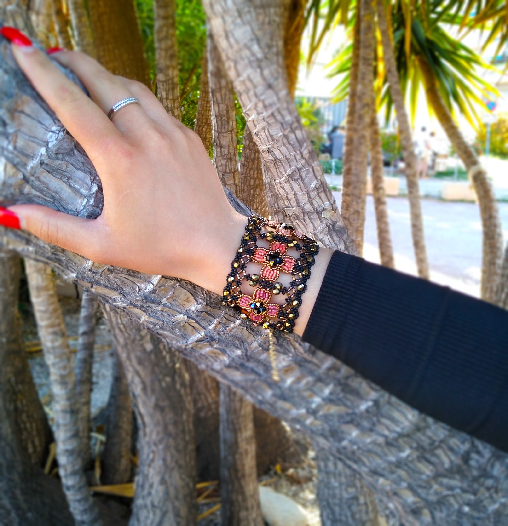 Floral Beaded Bracelet Tutorial, Miyuki Delica Seed Bead Pattern (PDF ...