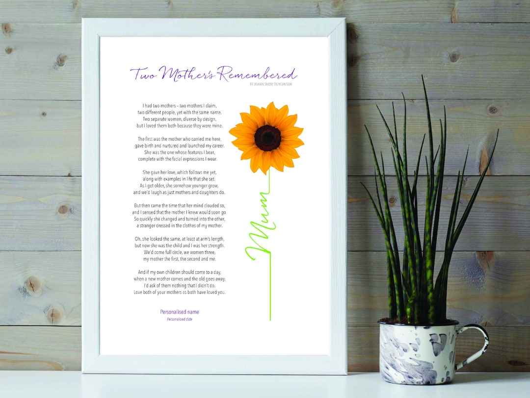 Mum Dementia Print, Dementia Poem Mum, 2 Mums Remembered, Bereavement ...