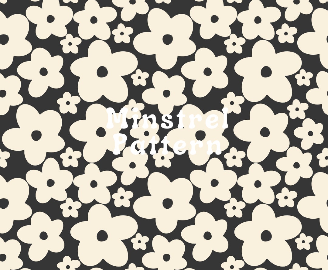 Retro Groovy Cute Daisy Seamless Pattern, Beige Floral Seamless Pattern ...