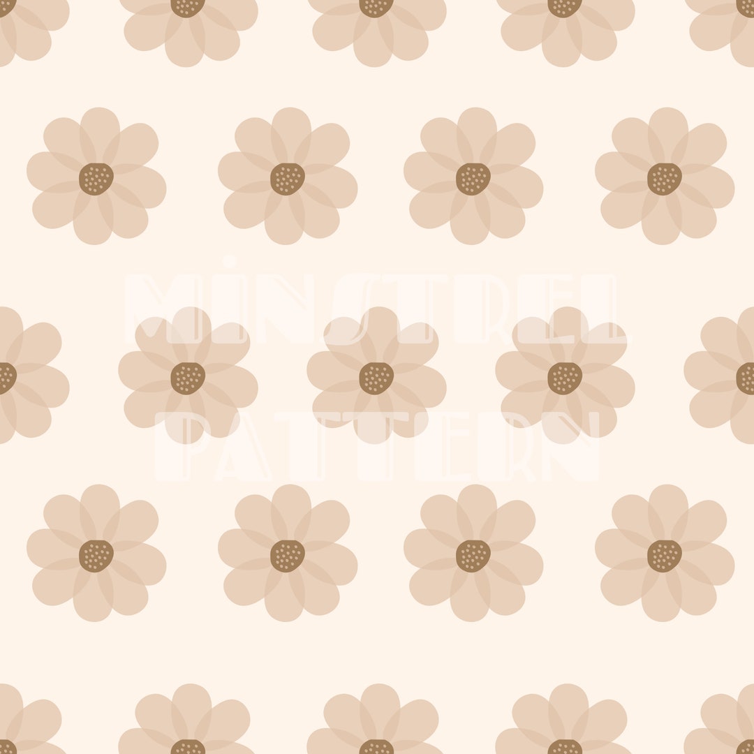 Boho Daisy Neutral Seamless Pattern for Fabric Printing Sublimation ...