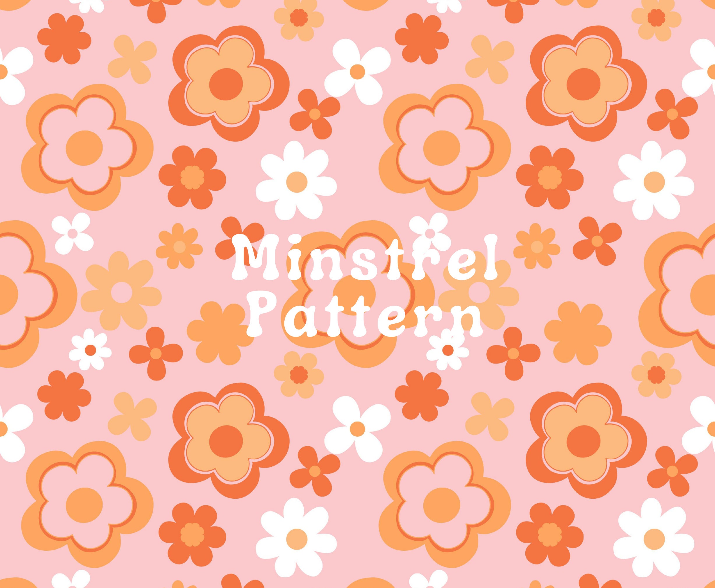 Bright Peach Color Retro Flower Seamless Pattern Floral Files for ...