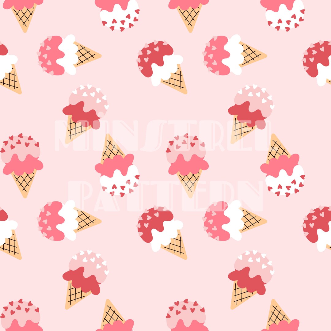 Valentine Ice Cream Seamless Pattern Files for Valentines Day Fabric ...