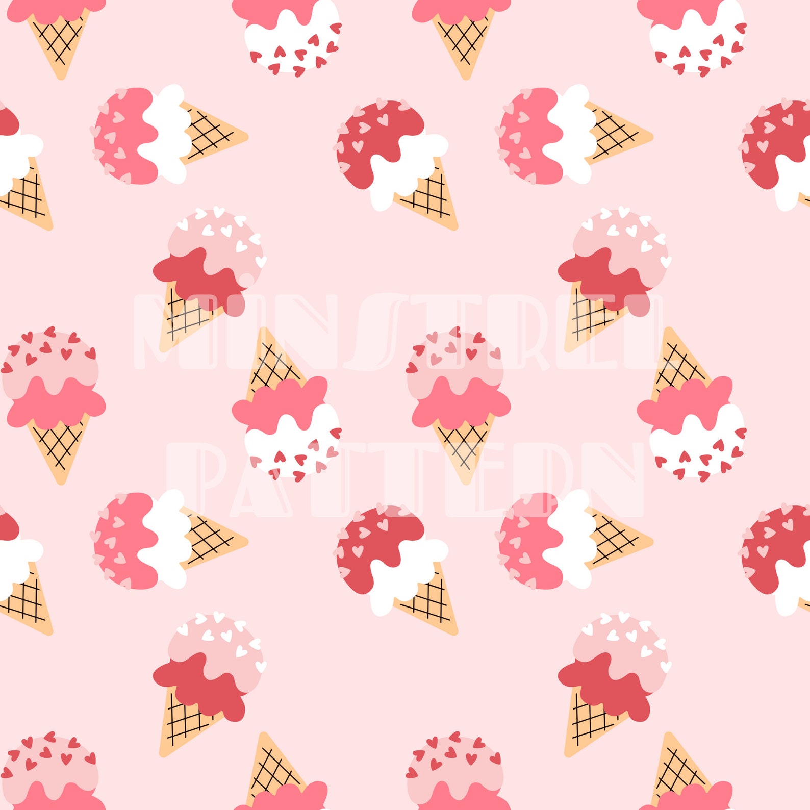 Valentine Ice Cream Seamless Pattern Files for Valentines Day Fabric ...