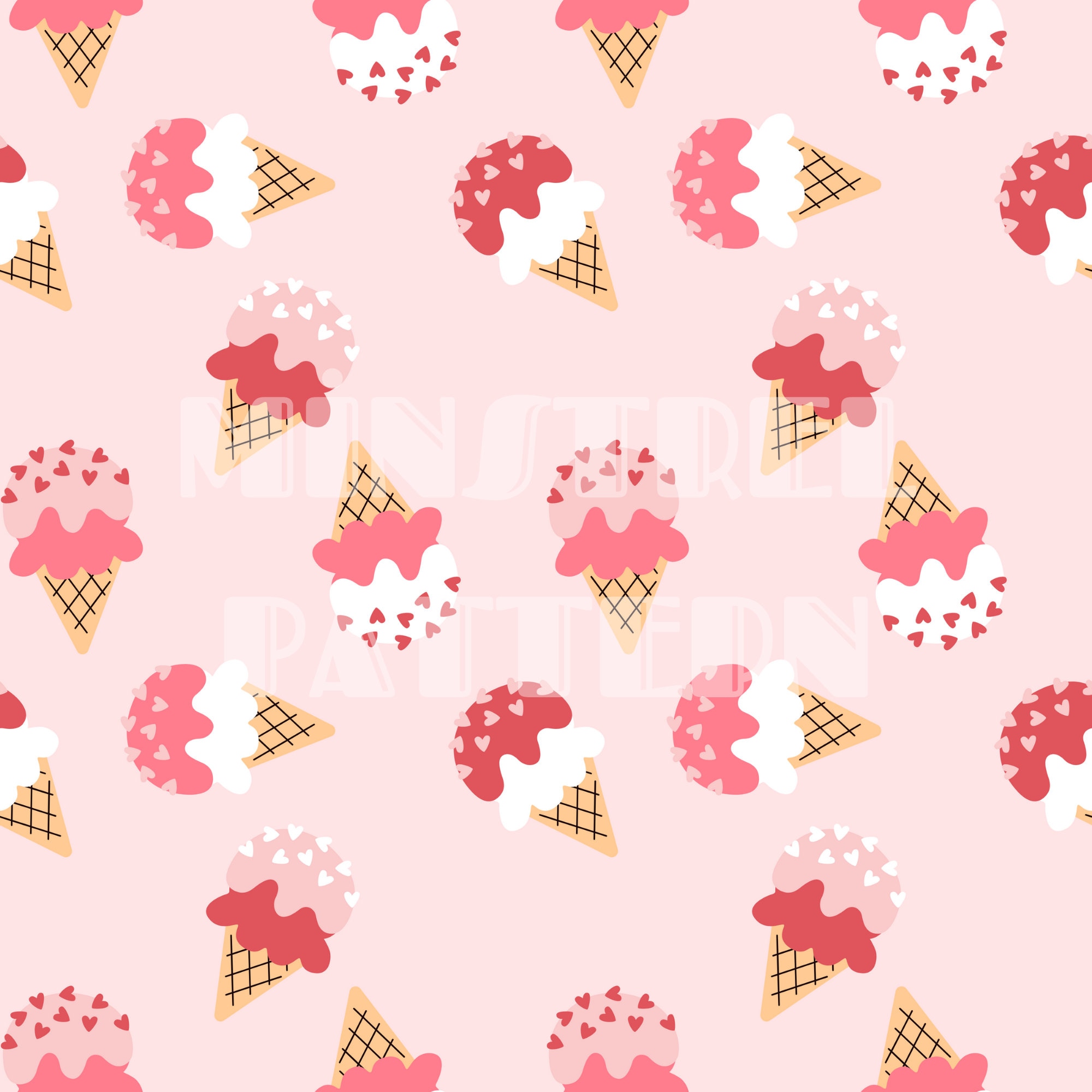 Valentine Ice Cream Seamless Pattern Files for Valentines Day Fabric ...