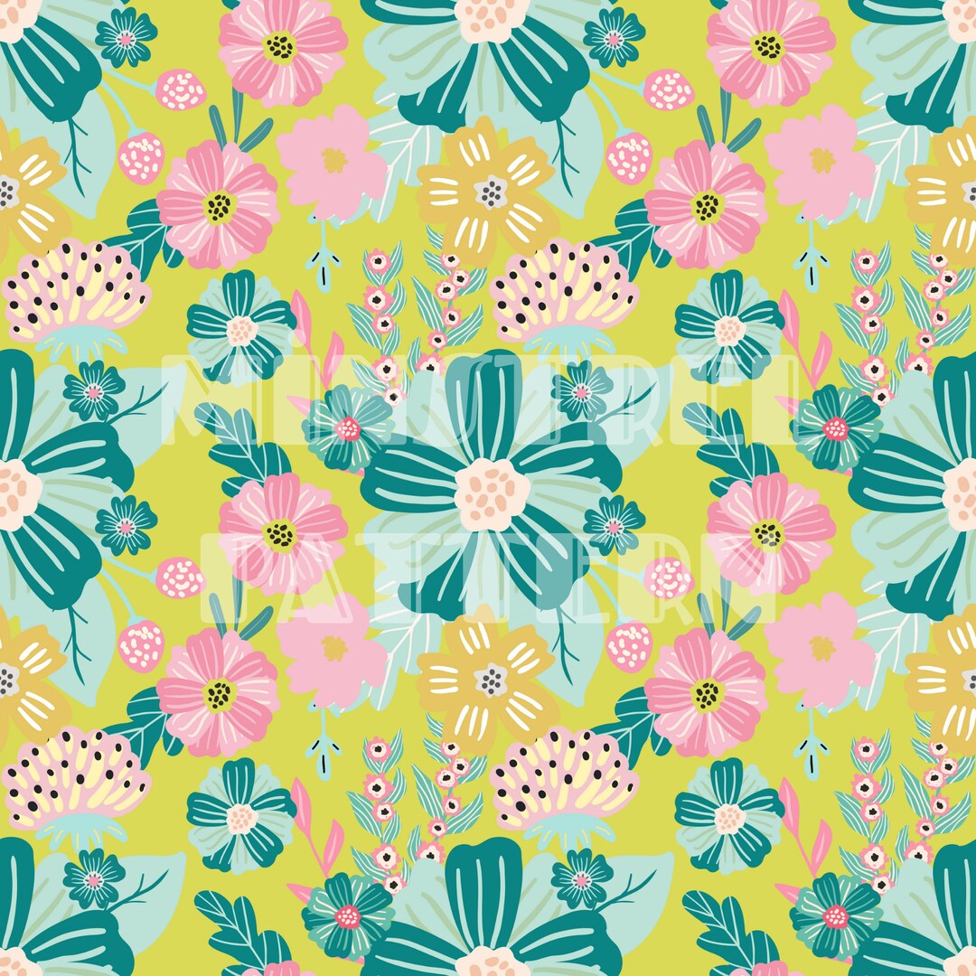 Spring Floral Print Seamless Pattern Files, Summer Flower Fabric ...