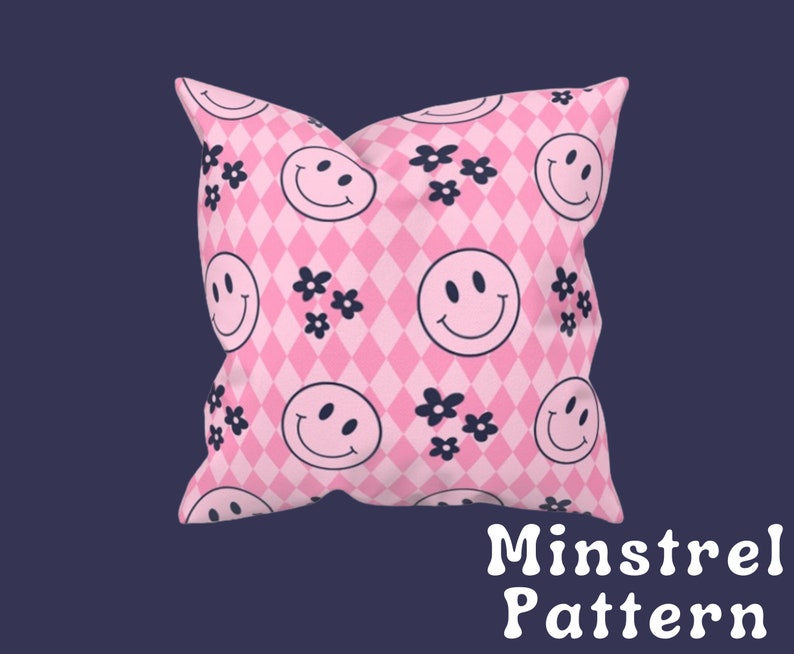 Retro Pink Happy Face With Daisy Seamless Pattern for Fabric Printing ...