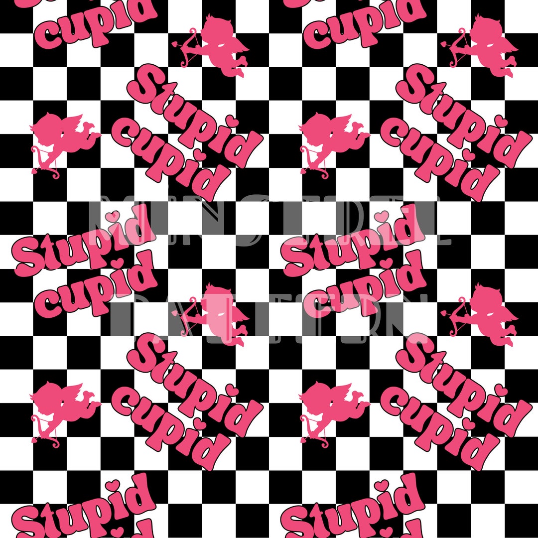 Stupid Cupid With Checkered Seamless Pattern Files for Valentines Day ...