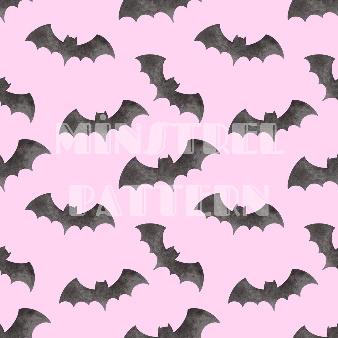 Watercolor Bats Pink Halloween Seamless Pattern for Halloween Fabric ...