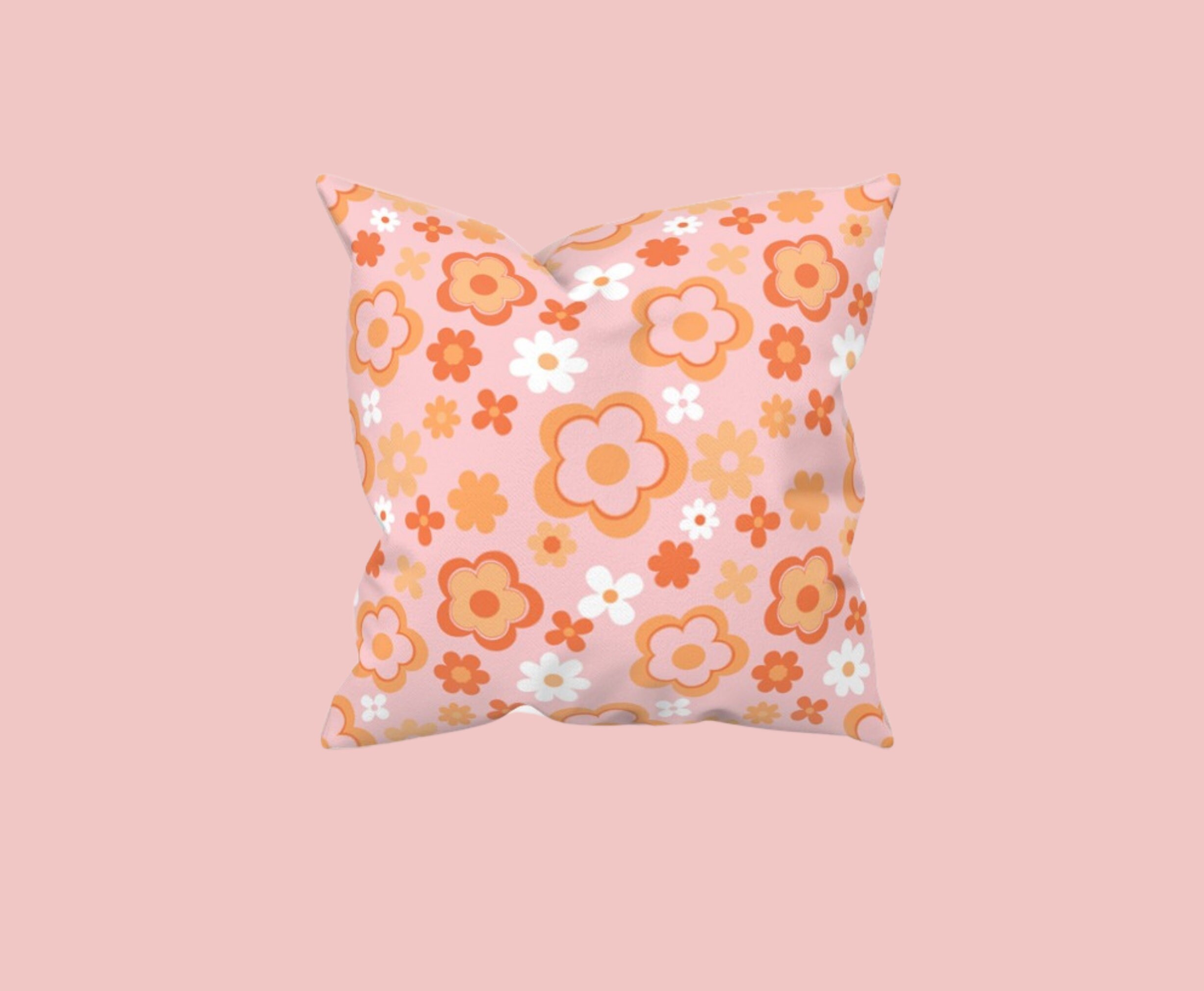 Bright Peach Color Retro Flower Seamless Pattern Floral Files for ...
