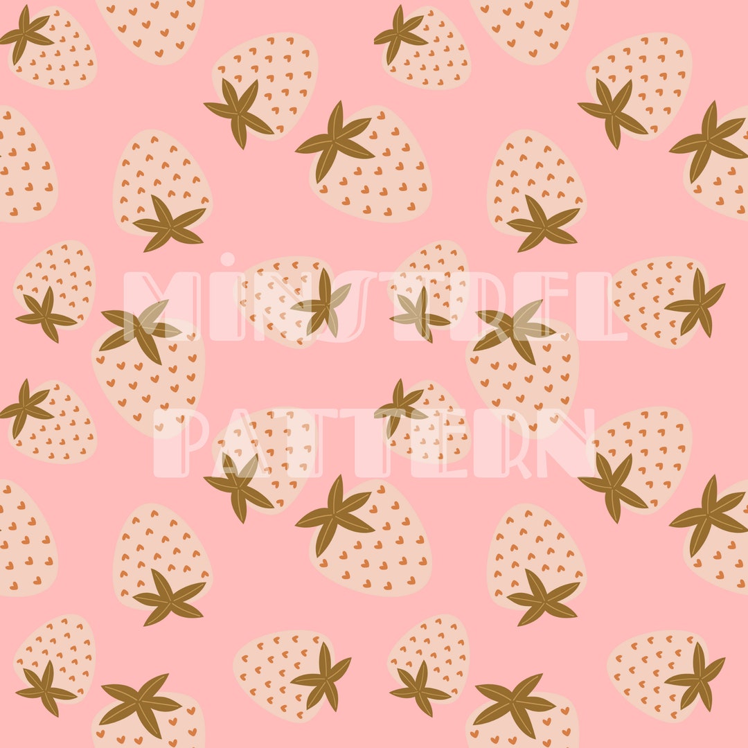 Boho Strawberry Seamless Pattern, Strawberries Fabric Printing ...