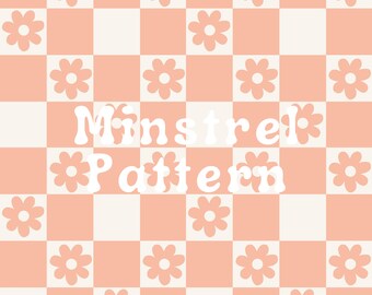 Retro Wave Checkered and Daisy Seamless Pattern Files for Fabric Printing Design Fabric ...