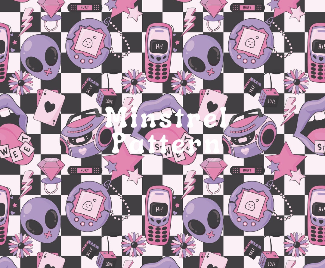 Aesthetic Y2K Seamless Digital Pattern for Fabric Printing Fabric ...