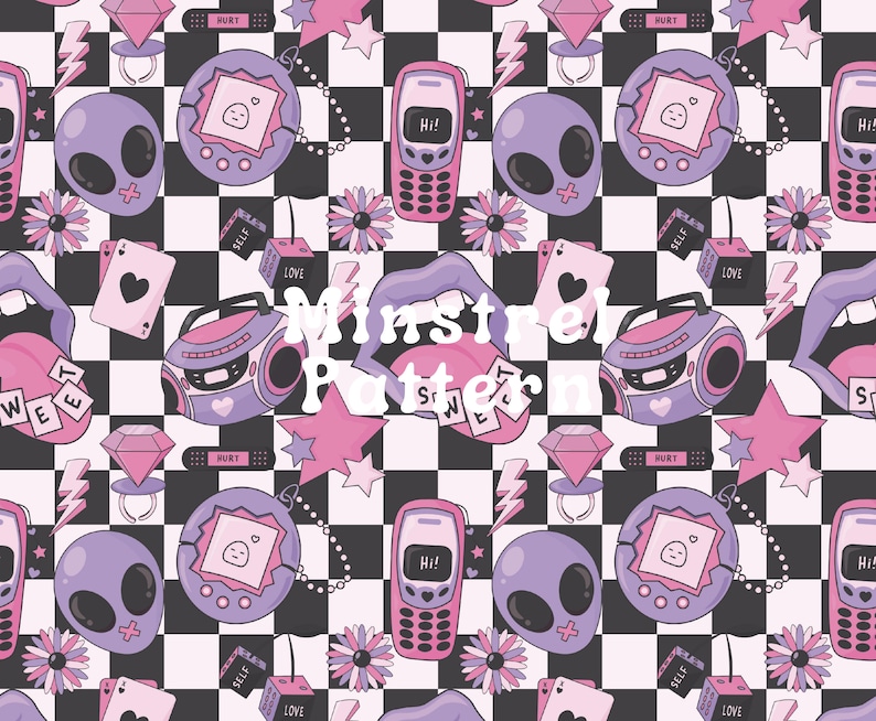 Aesthetic Y2K Seamless Digital Pattern for Fabric Printing Fabric ...