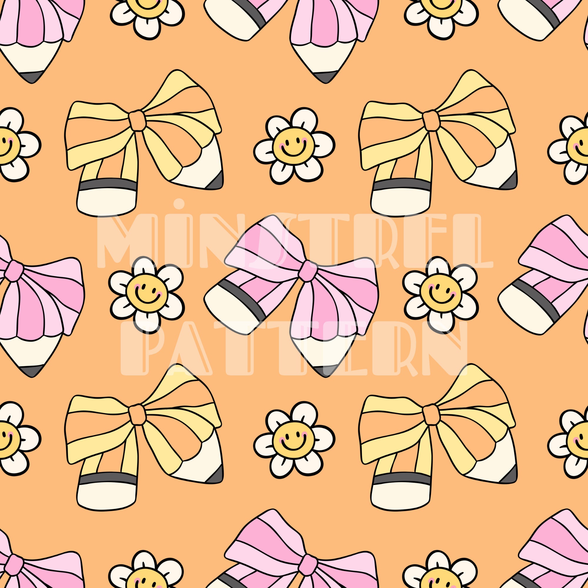 School Pencil Bows Back to School Seamless Pattern for Fabric Printing ...