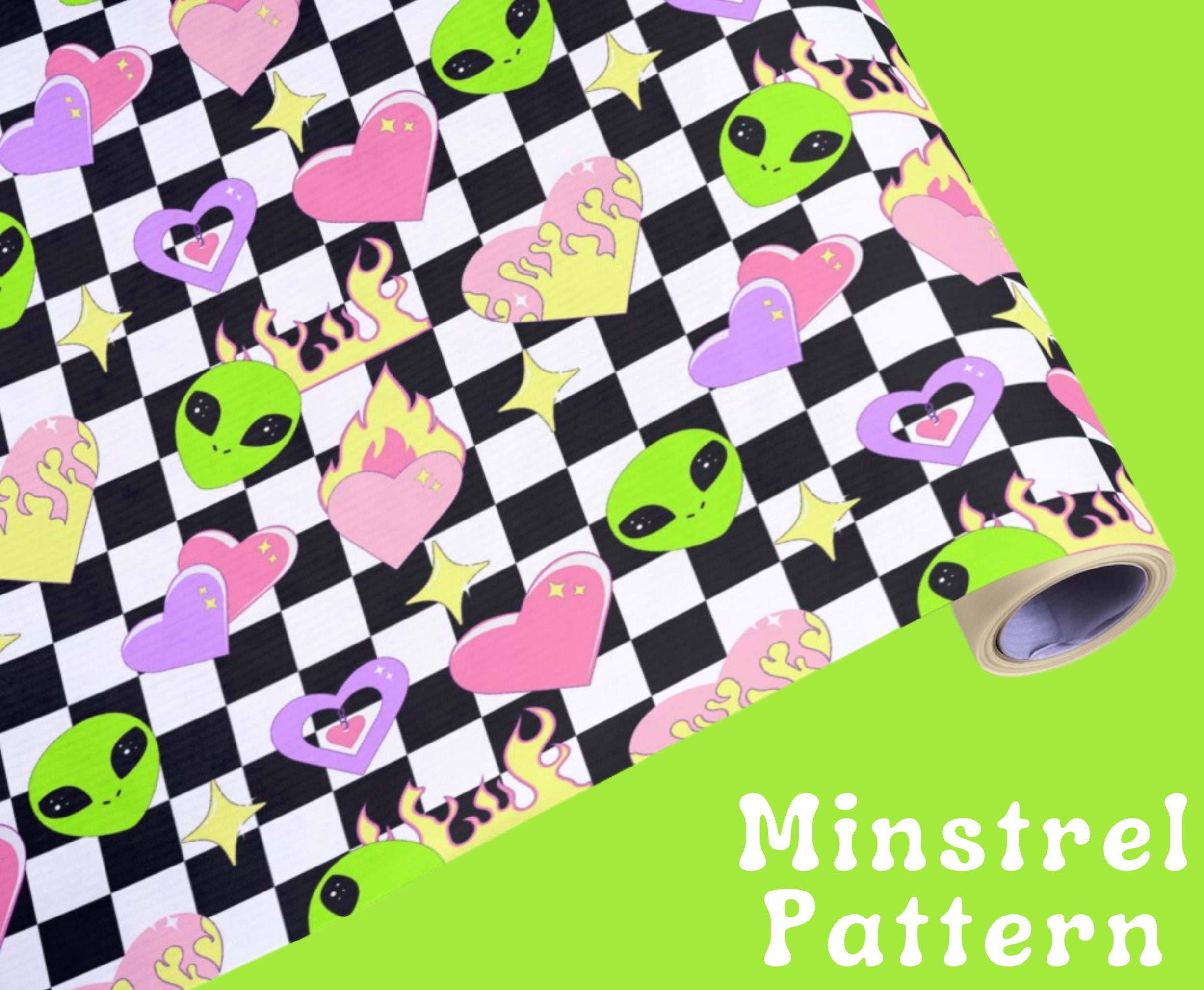 Aesthetic Y2K Retro Alien Seamless Pattern Files for Fabric Printing ...