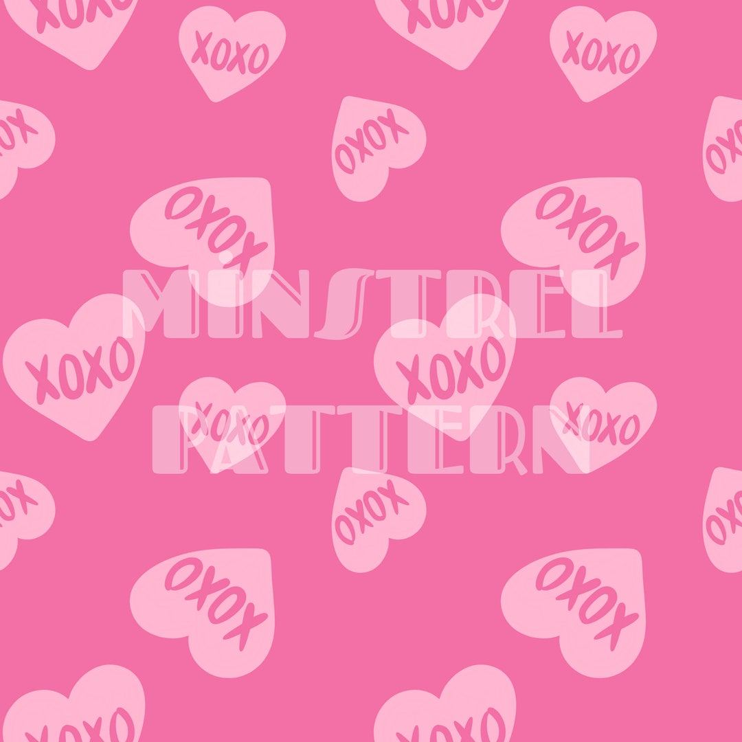 XOXO Seamless Pattern, Pink Love Fabric Printing Sublimation, Valentine ...