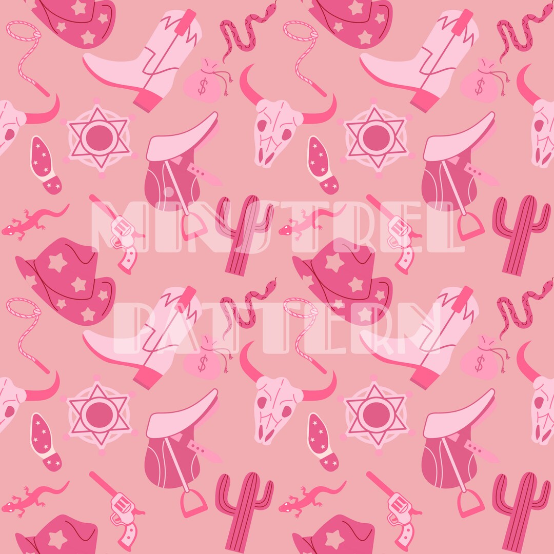 Howdy Girl Cactus Seamless Pattern Files for Fabric Printing ...