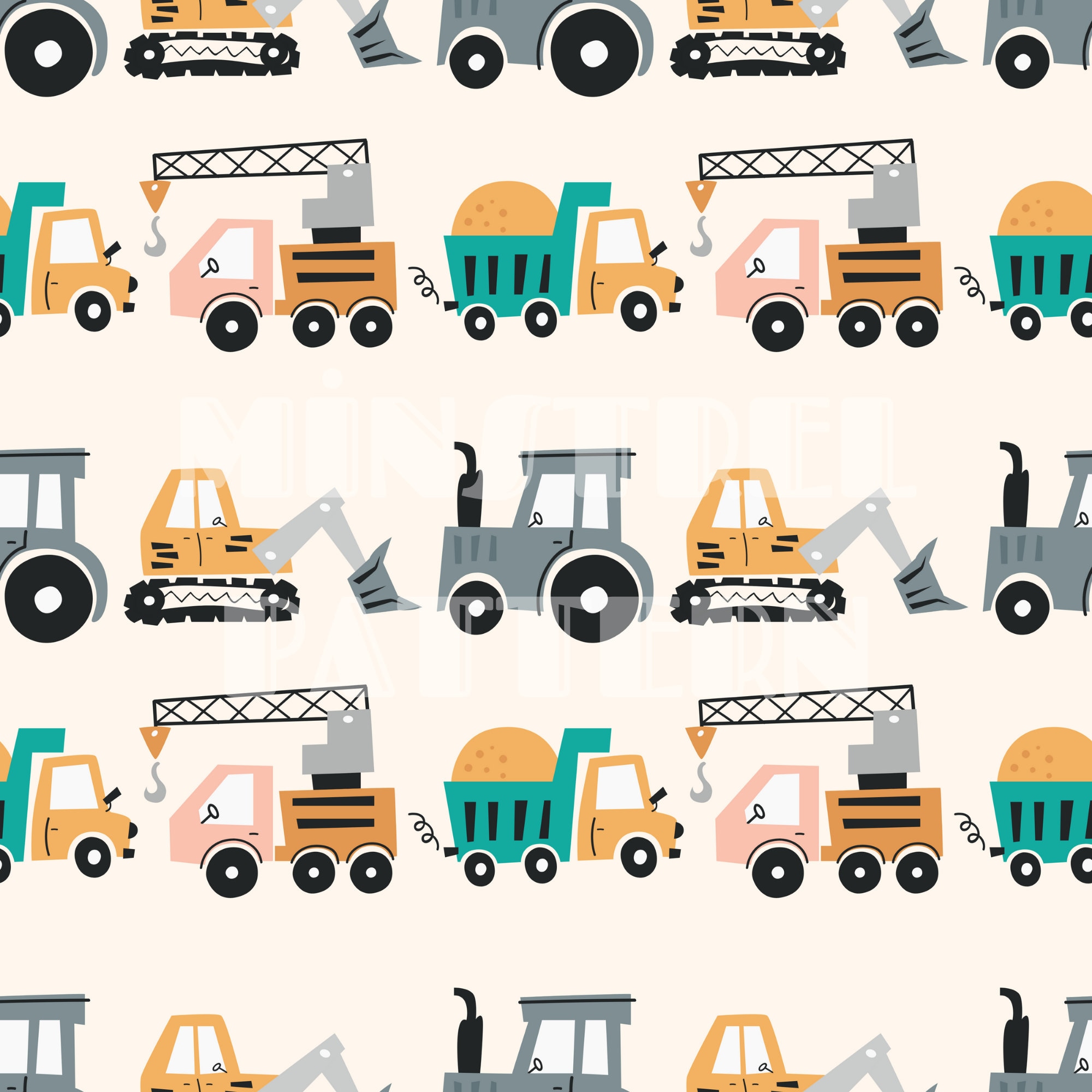 Truck and Tractor Seamless Pattern Files for Boys Fabric Sublimation ...