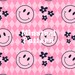 Retro Pink Happy Face With Daisy Seamless Pattern for Fabric Printing ...