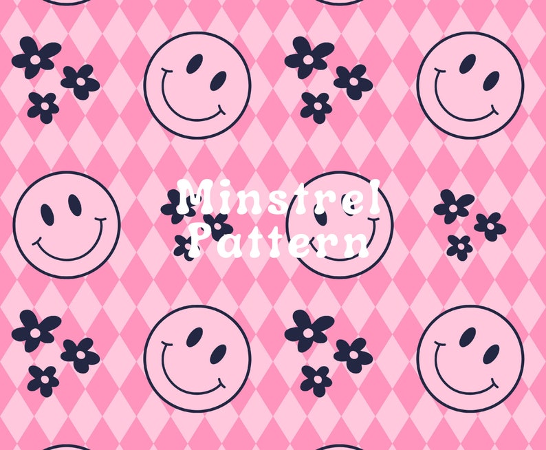 Retro Pink Happy Face With Daisy Seamless Pattern for Fabric Printing ...