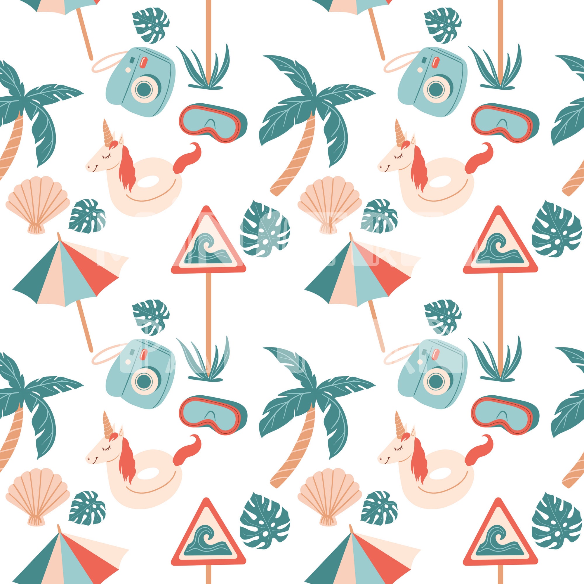 Summer Umbrella Seamless Pattern Files, Summer Fabric Printing ...