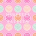 Retro Pink Happy Face Seamless Pattern for Fabric Printing Sublimation ...