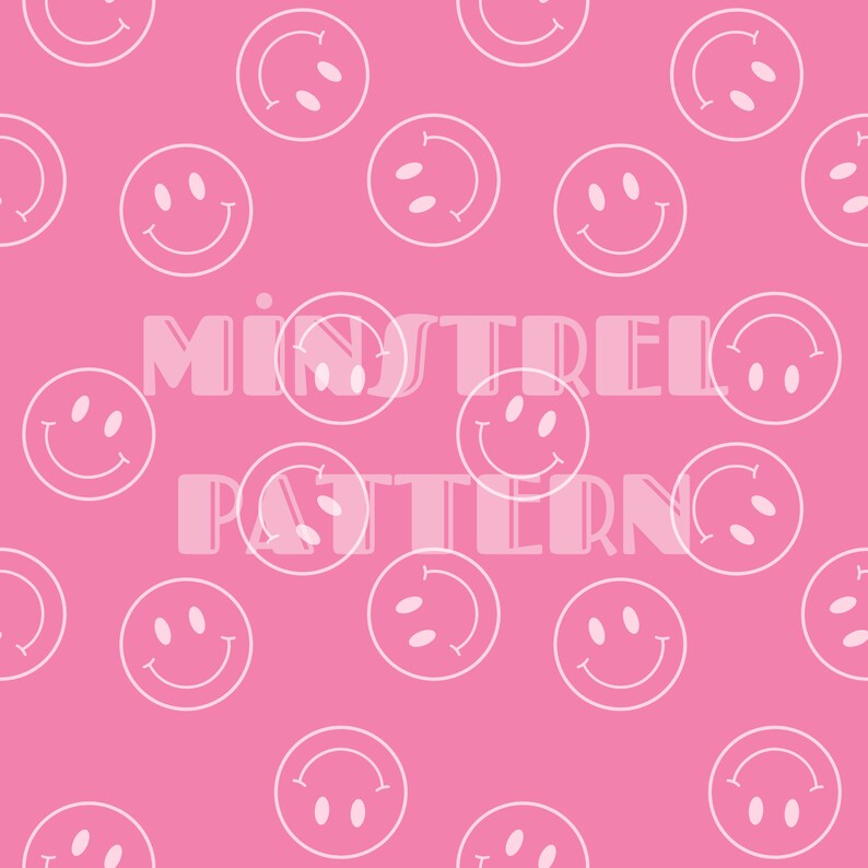 Happy Face Pink Checkered Girly Groovy Seamless Pattern for Fabric ...