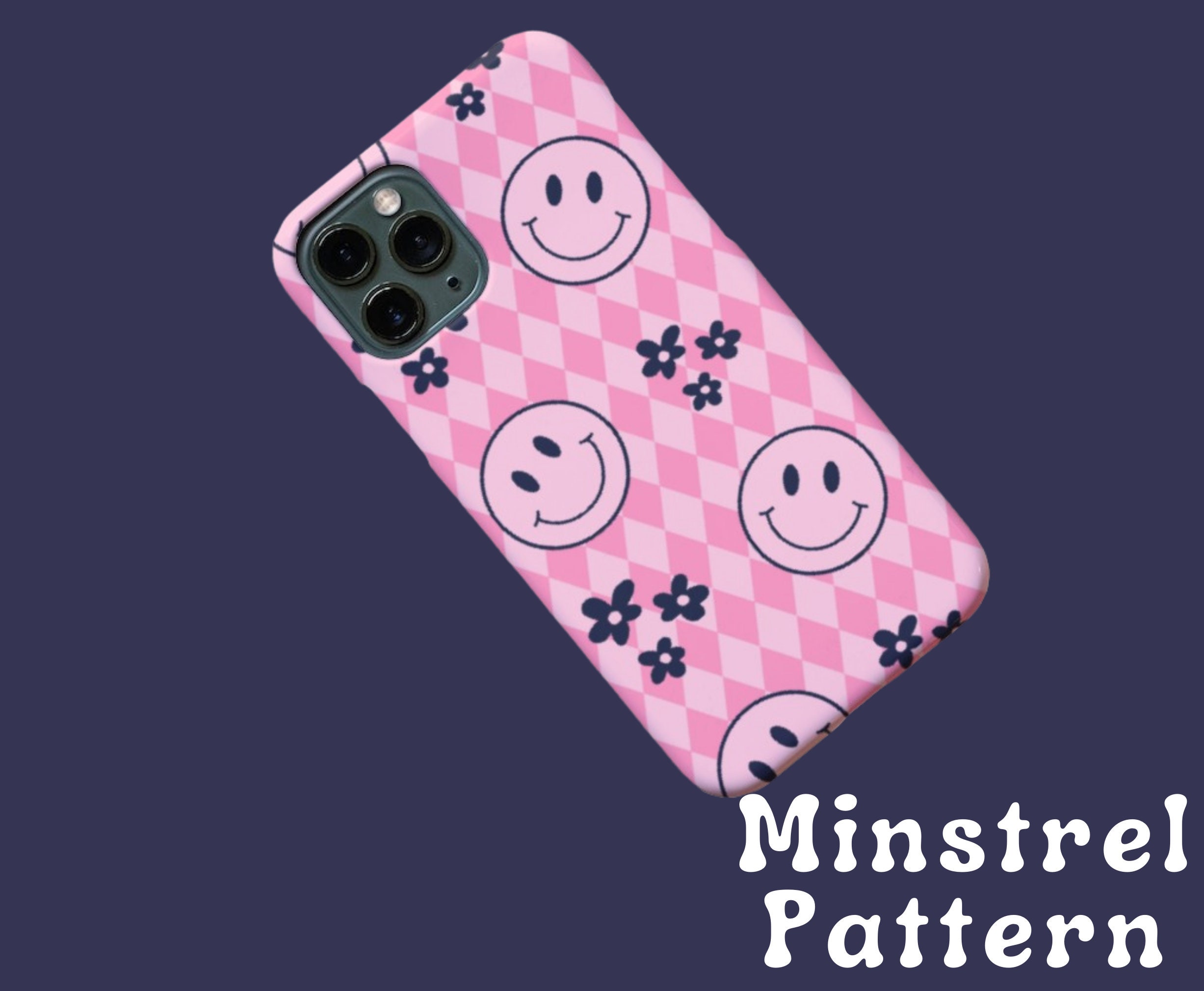 Retro Pink Happy Face With Daisy Seamless Pattern for Fabric - Etsy