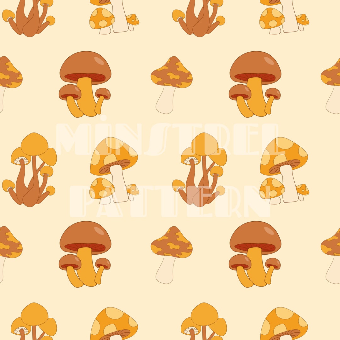 Boho Mushroom Seamless Pattern Files for Retro Fabric Printing ...