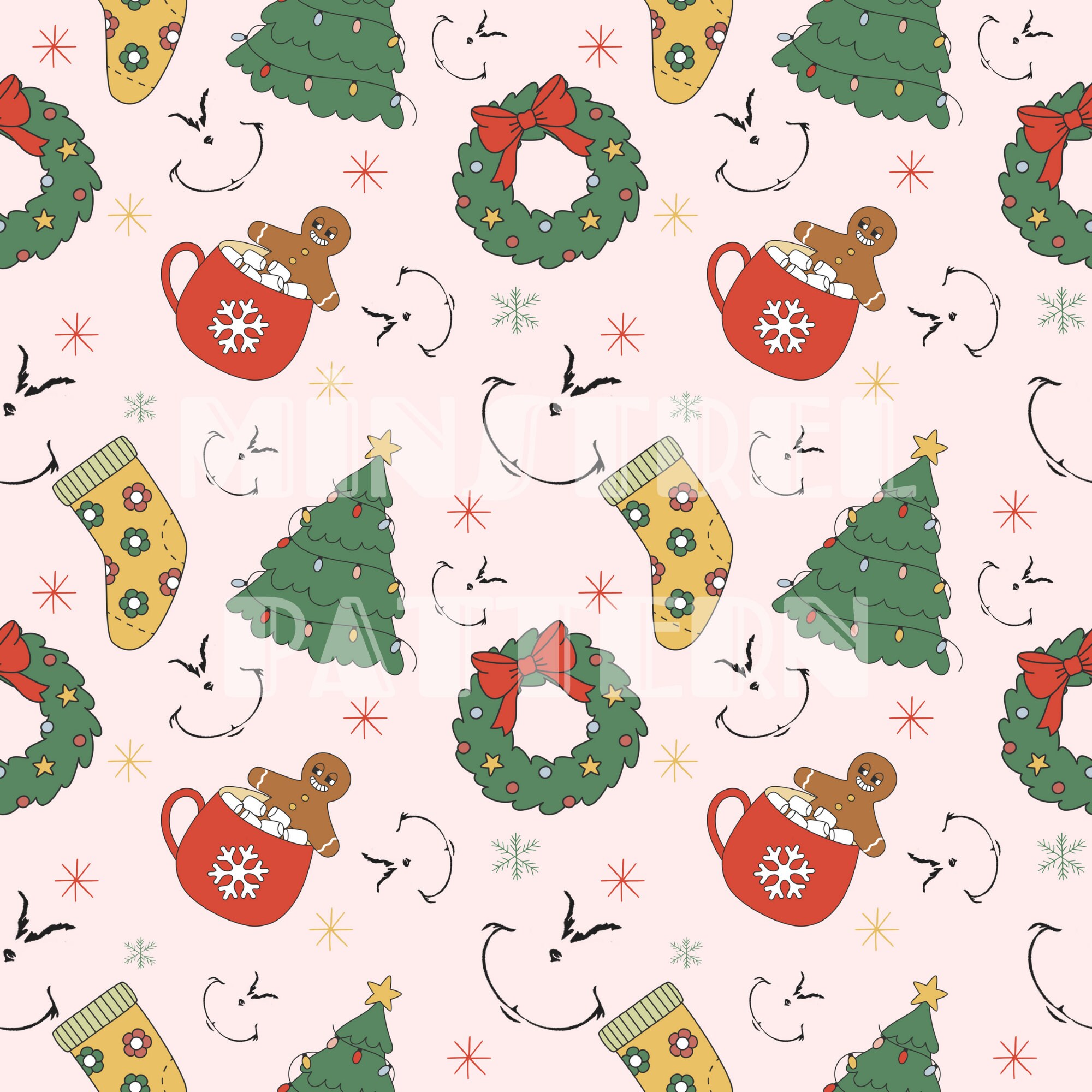 You Mean One Seamless Pattern Files, Groovy Christmas Trees and Mug ...