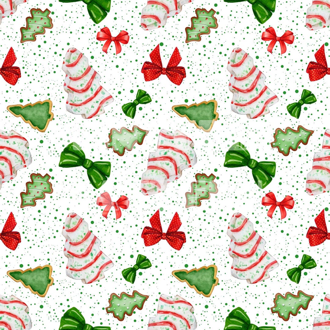 Christmas Trees Cake With Christmas Bow Seamless Pattern for Fabric ...