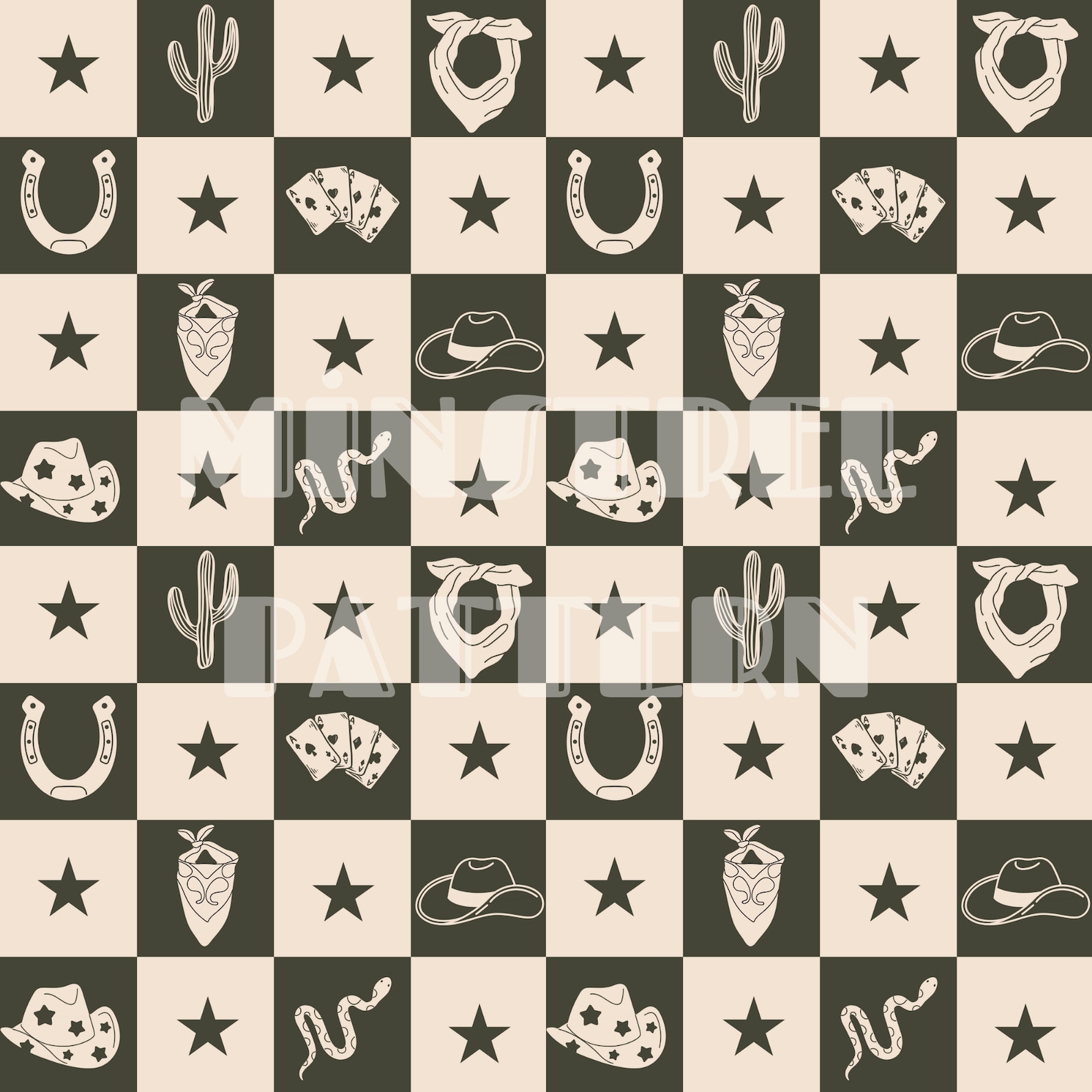 Western Boys Seamless Pattern, Howdy Cowboy Checkered Fabric Printing ...