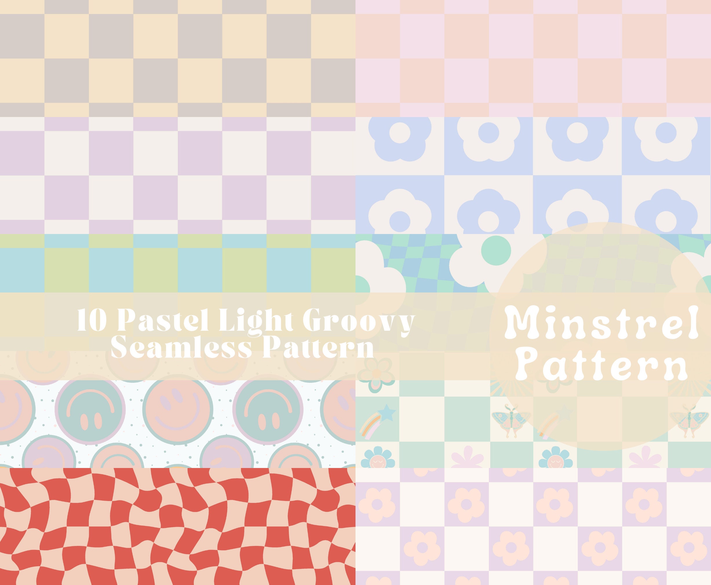10 Pastel Light Groovy Seamless Pattern Files for Fabric Printing ...