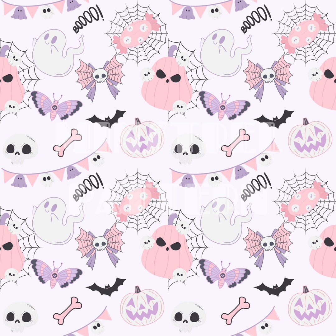 Pastel Halloween Seamless Pattern Files Files for Fabric Printing ...
