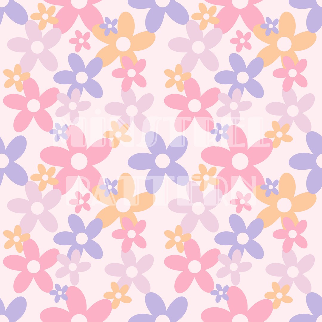 Spring Daisy Seamless Pattern, Purple Spring Flower Fabric Printing ...
