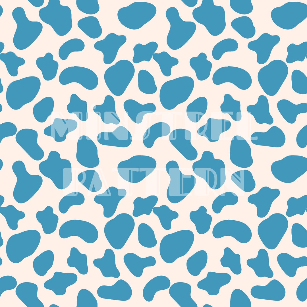 Blue Cow Print Seamless Pattern Files for Animal Print Fabric ...
