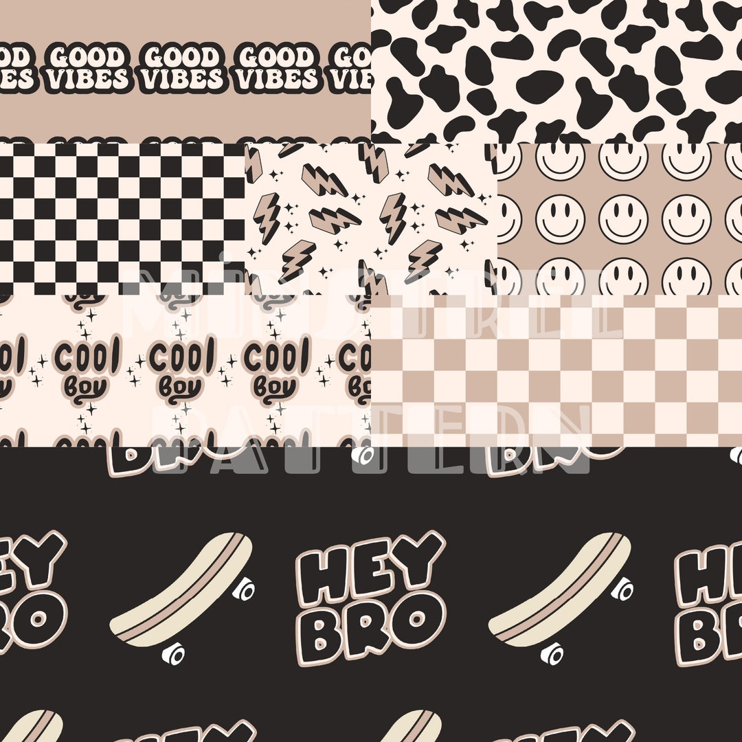 Retro Boy Checkered, Animal Print, Hey Bro and Skateboard, Cool Boy ...