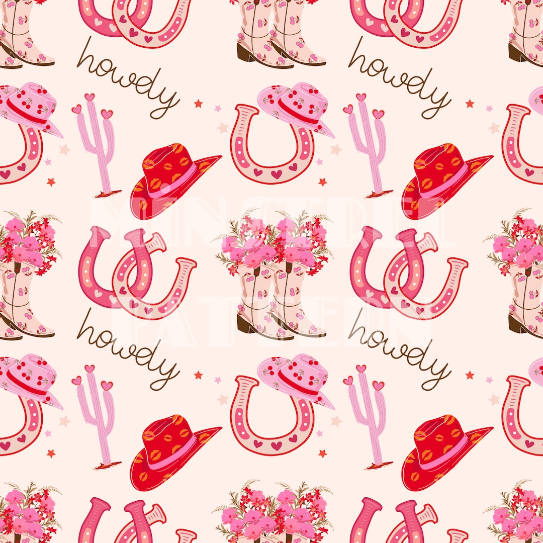 Romantic Howdy Cowgirl Seamless Pattern Files for Girly Floral Western ...
