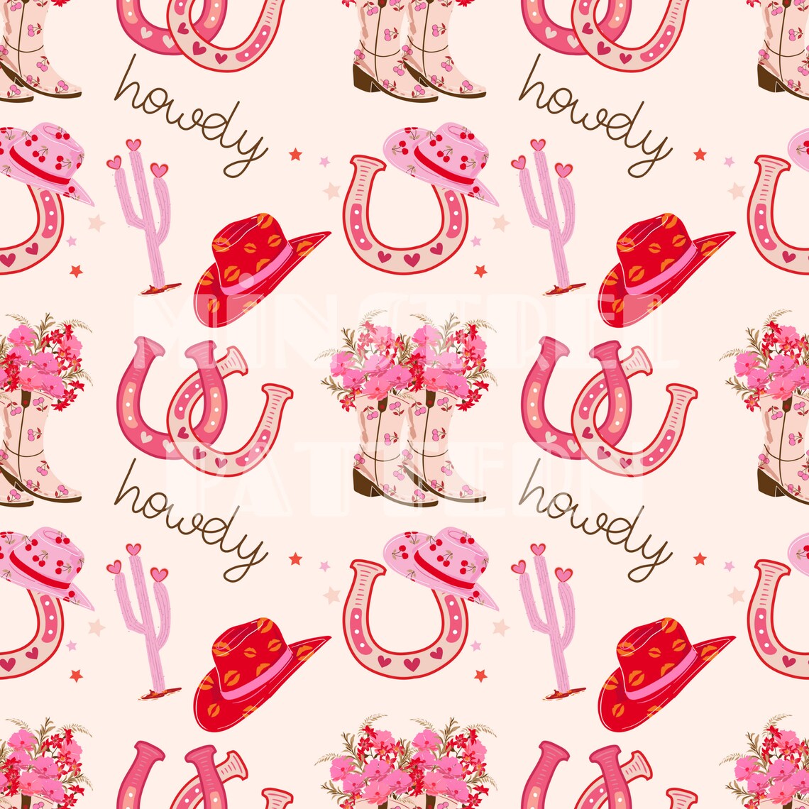 Romantic Howdy Cowgirl Seamless Pattern Files for Girly Floral Western ...
