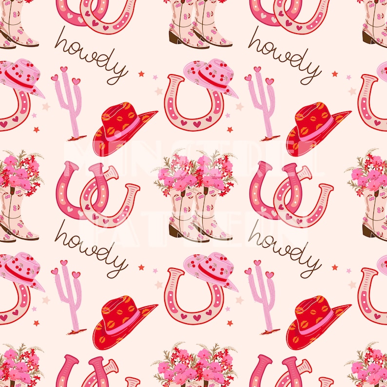 Romantic Howdy Cowgirl Seamless Pattern Files for Girly Floral Western ...
