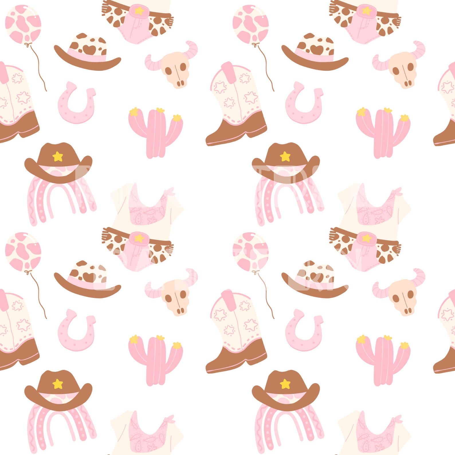 Baby Girl Western Howdy Seamless Pattern for Fabric Printing ...