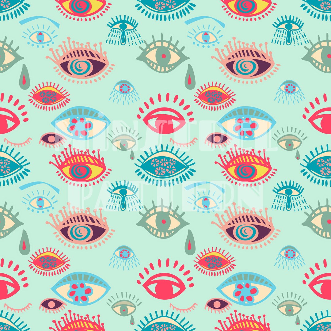 Groovy Eyes Seamless Pattern Files for Fabric Printing Sublimation ...