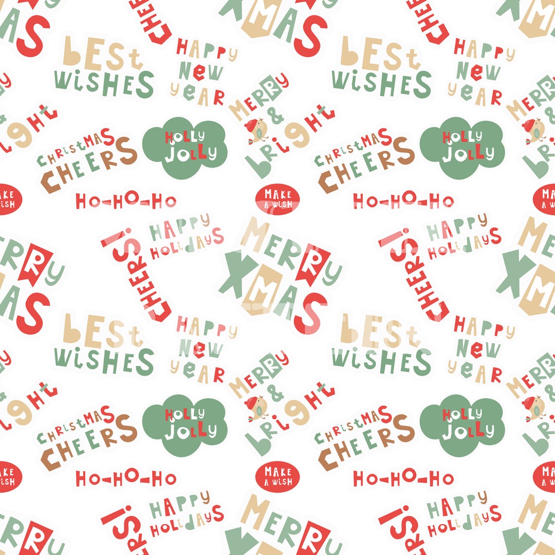 Merry Christmas Cheers Seamless Pattern Files for Christmas Fabric ...