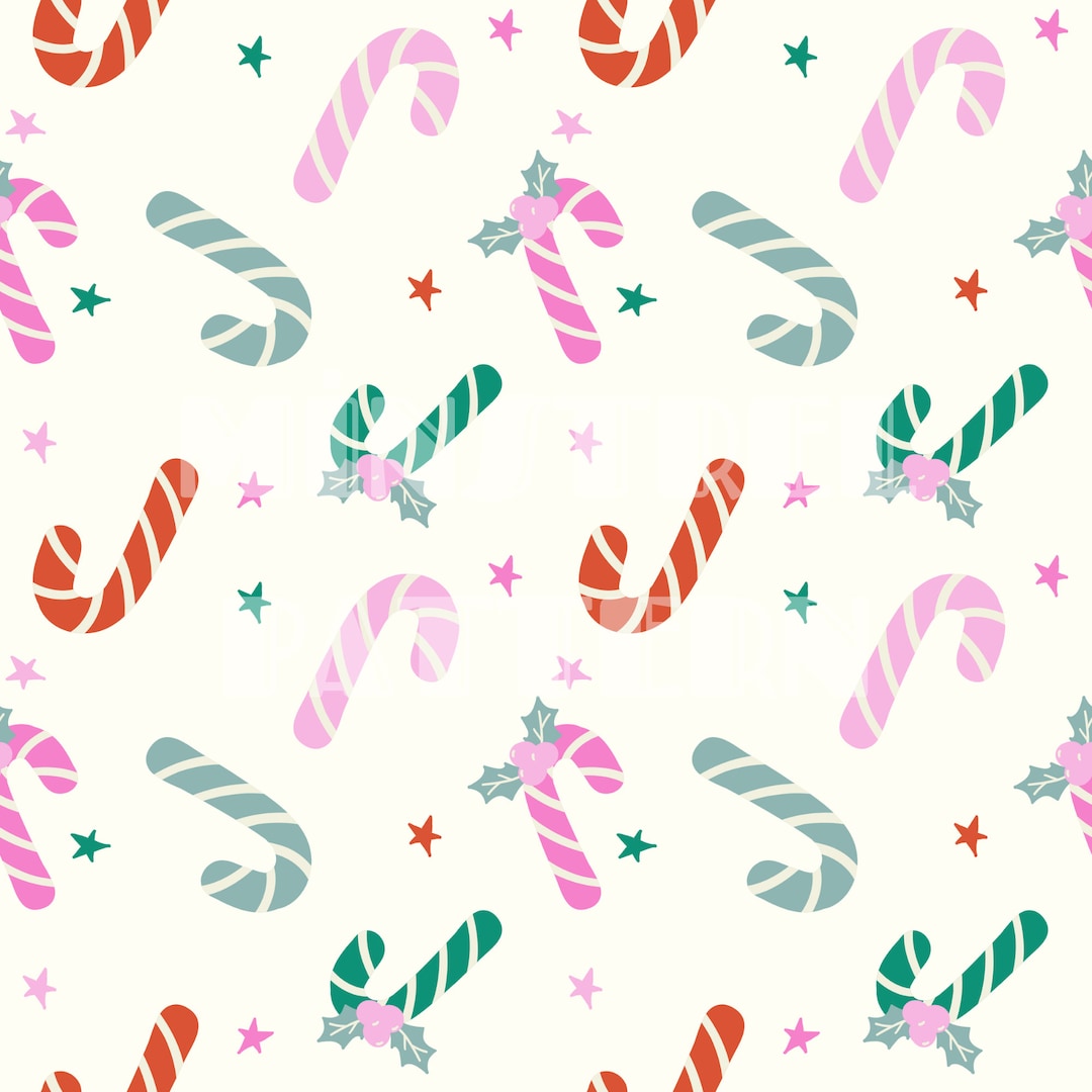 Candy Cane Pink and Red Seamless Pattern for Christmas Fabric Printing ...