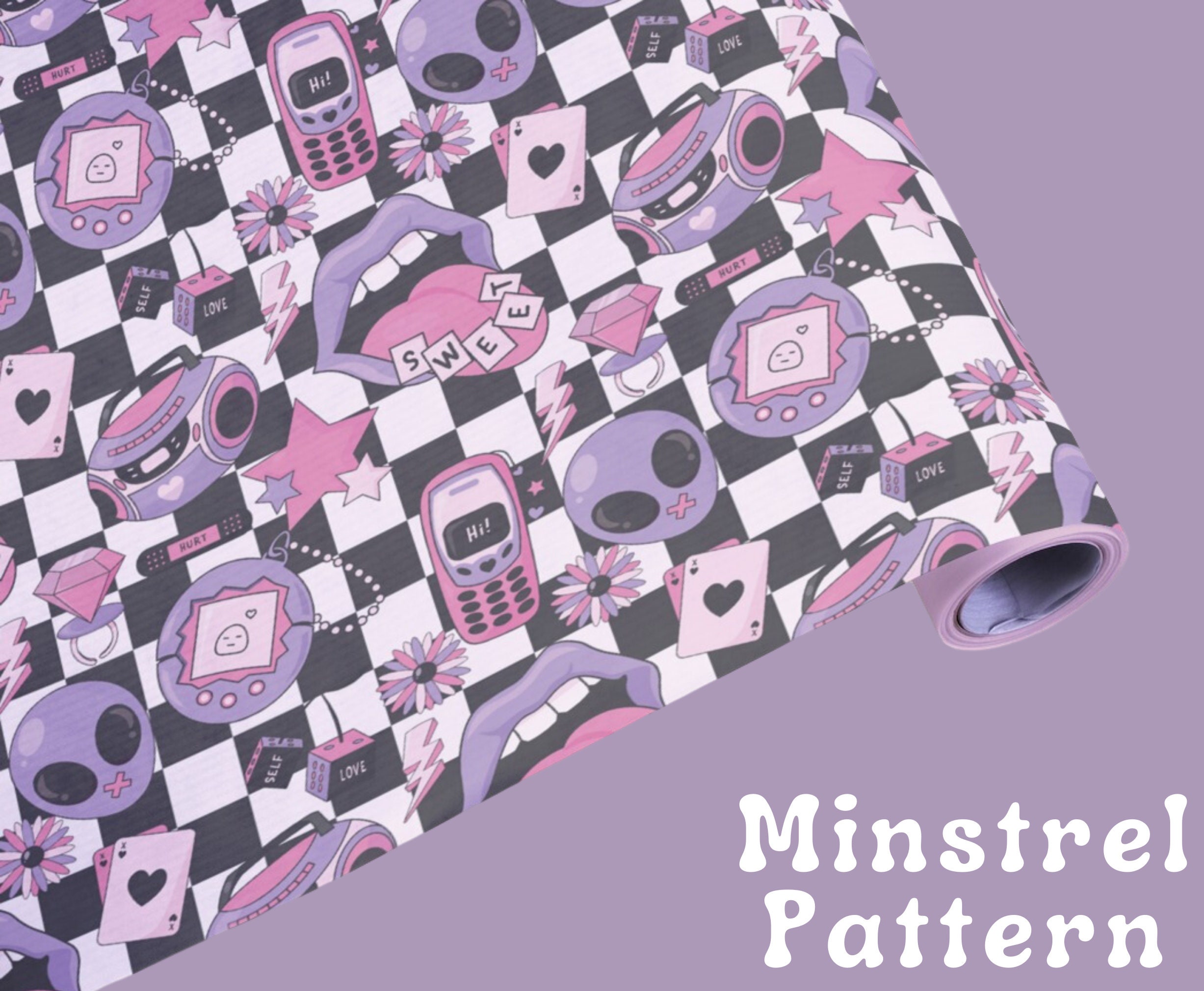 Aesthetic Y2K Seamless Digital Pattern for Fabric Printing Fabric ...