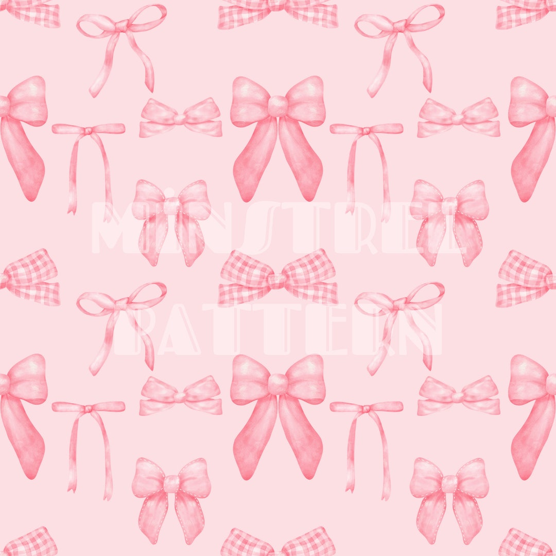 Girl Watercolor Coquette Bows Seamless Pattern Files for Girly Fabric ...